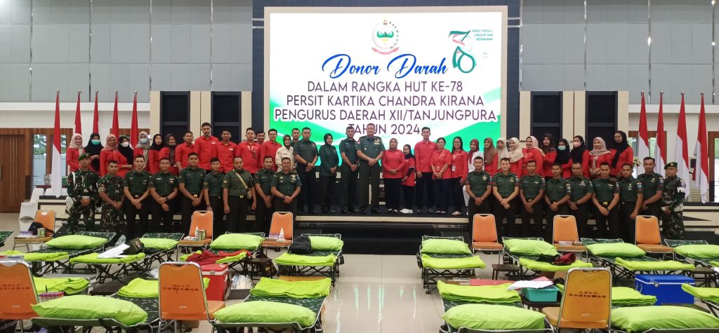 Donor Darah dalam Rangka HUT Persit Kartika Chandra Kirana ke-78 XII/TPR Pontianak Tahun 2024 - PMI